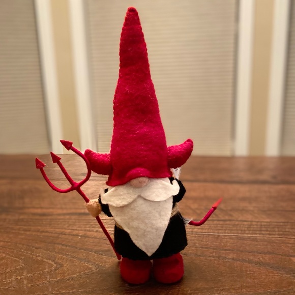 Holiday | Halloween Devil Gnome With A Pitchfork Horn Hat Arrow Pointed ...